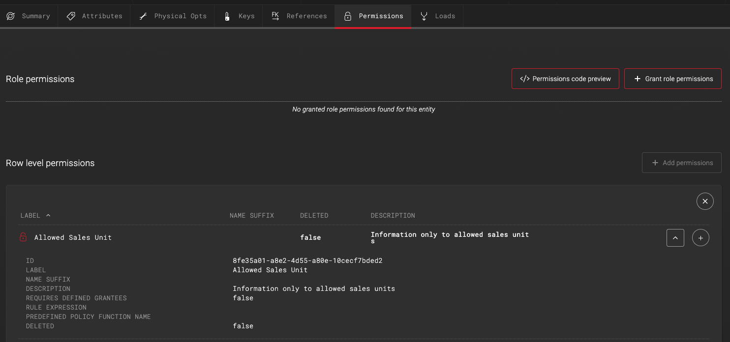 Row-level permissions
